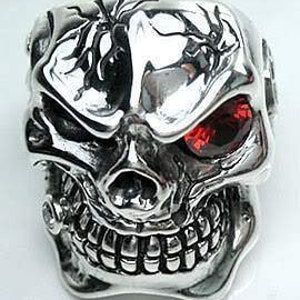 Red Eyes Skull Ring 925 Sterling Silver Gothic Ring by - Etsy