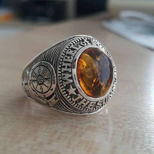Amulet Amber Mens Ring amulet ring amber ring sterling | Etsy