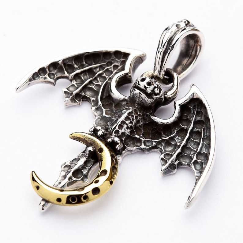 Bat Pendant Sterling Silver Vampire Bat Gothic Pendant - Etsy