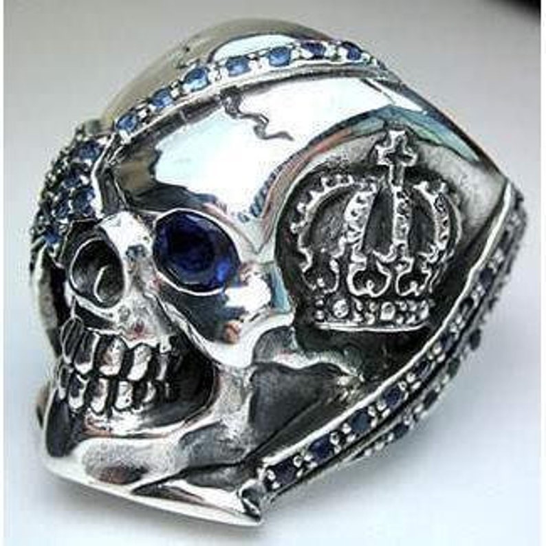 Sterling Silver Sapphire Pirate Skull Rings - Etsy