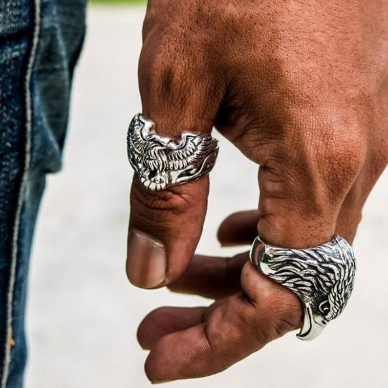 American Eagle Ring Harley Ring Hawk Ring Sterling Silver - Etsy
