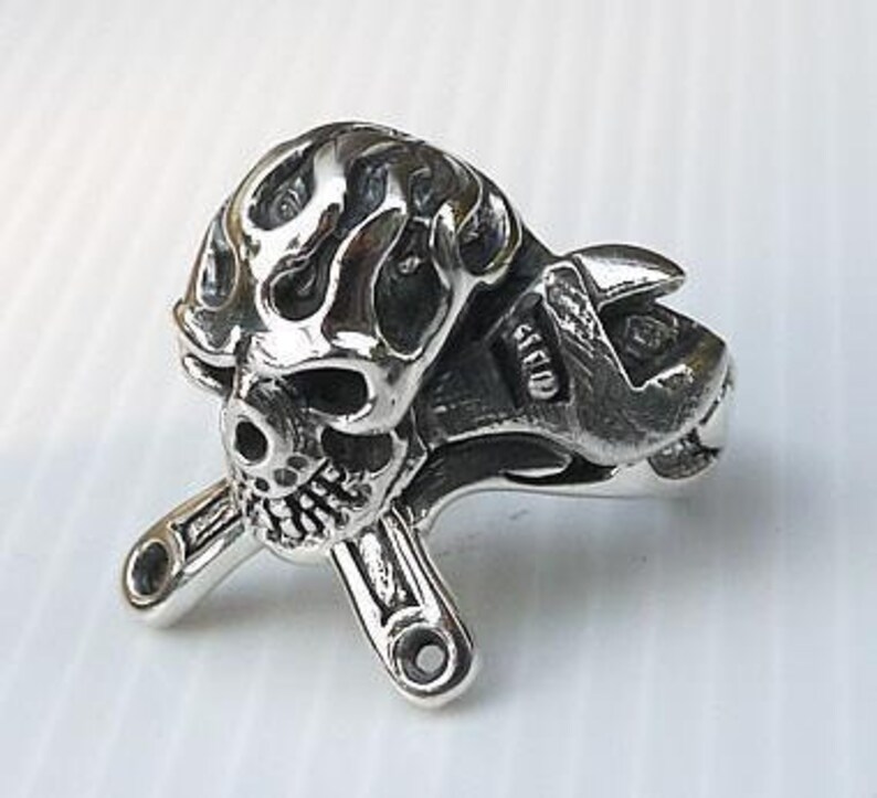 Gothic Rings Mechanic Wrench Ring Skull Crossbones Ring | Etsy