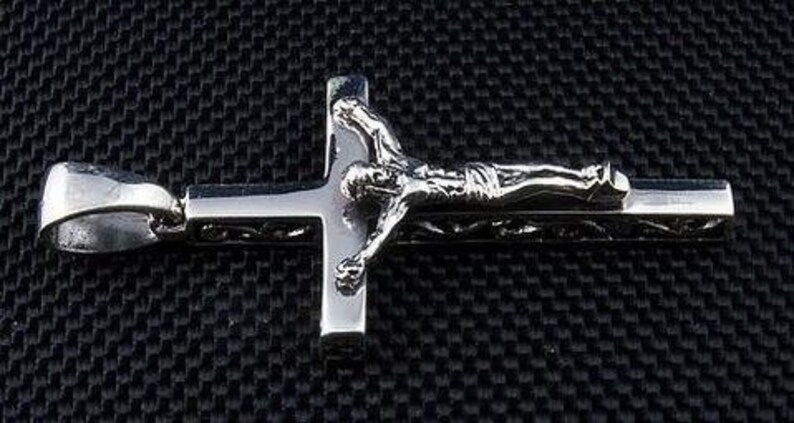 Small Jesus Pendant 925 Sterling Silver Cross Pendant | Etsy