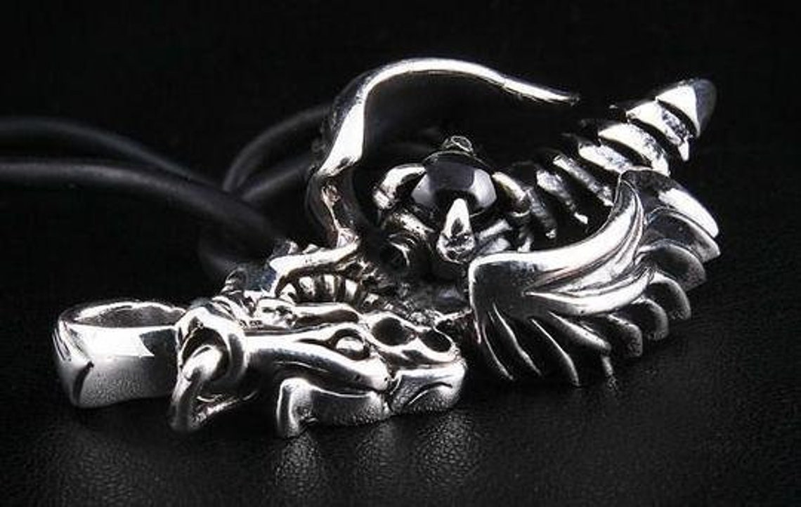 Silver Dragon Pendant 925 Sterling Silver Pendant Gothic - Etsy