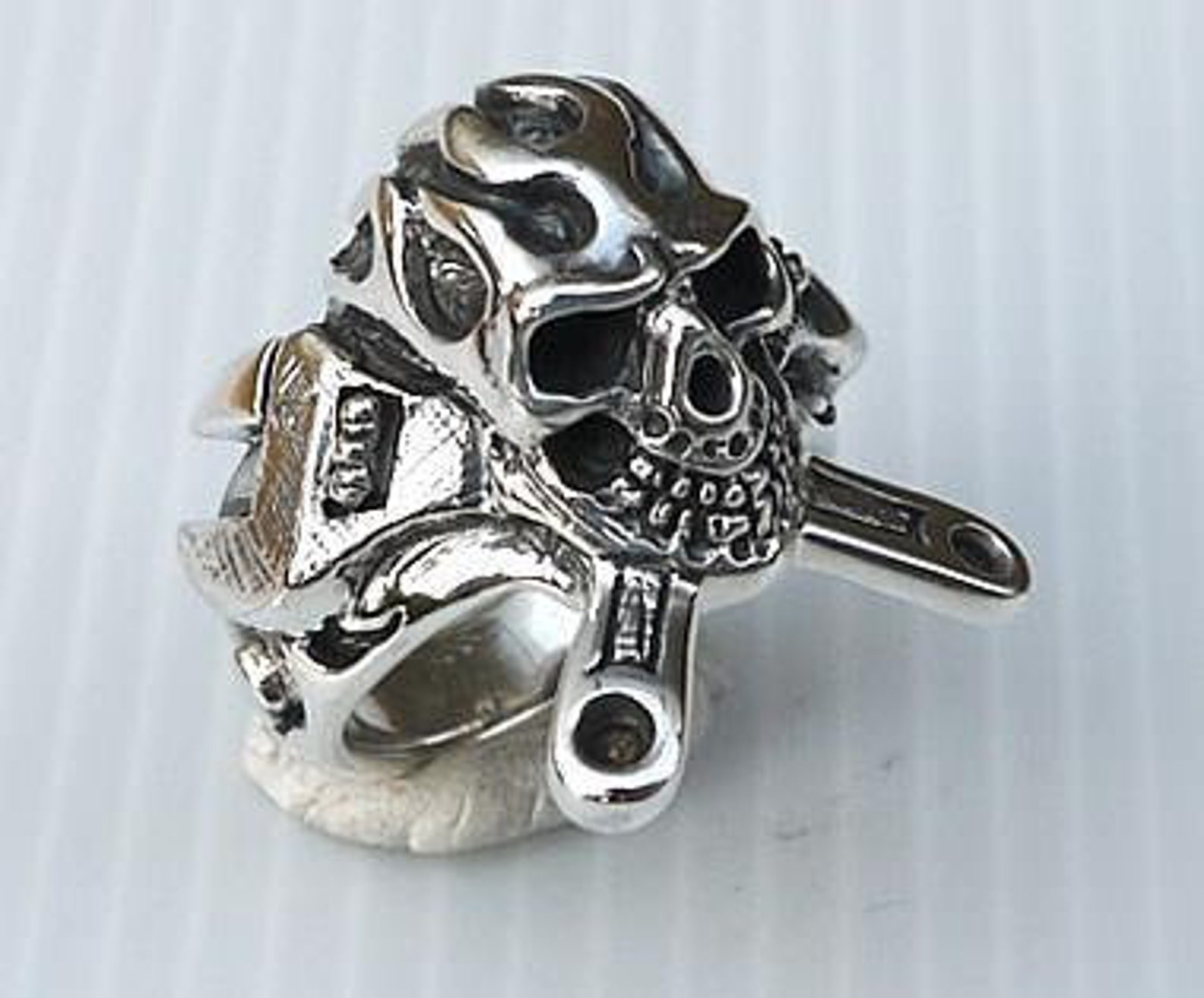 Gothic Rings Mechanic Wrench Ring Skull Crossbones Ring | Etsy