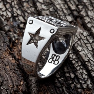 Sterling Silver Ring, Biker Ring, Number 13 Ring, Silver Men's Ring by ...