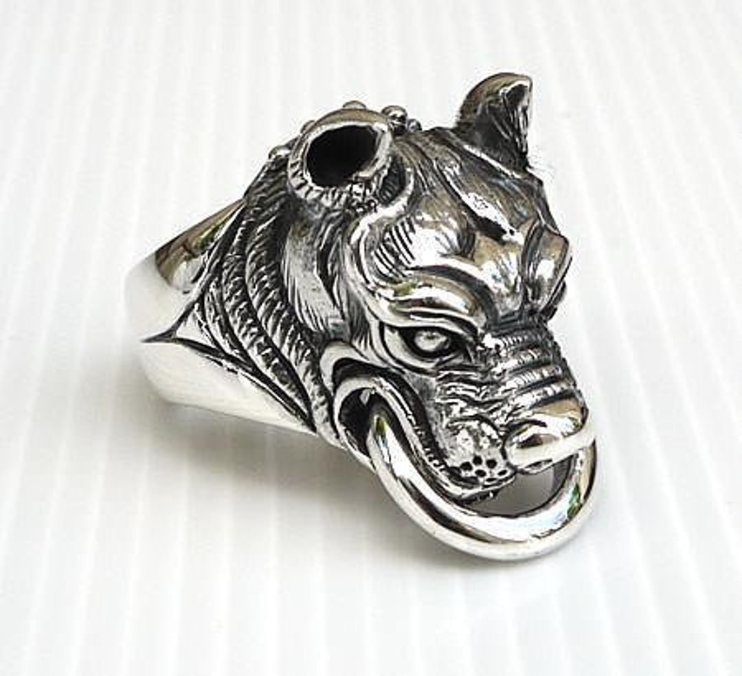 Pitbull Ring, Dog Ring, Dog Head Ring, Animal Ring, Silver Men's Ring ...
