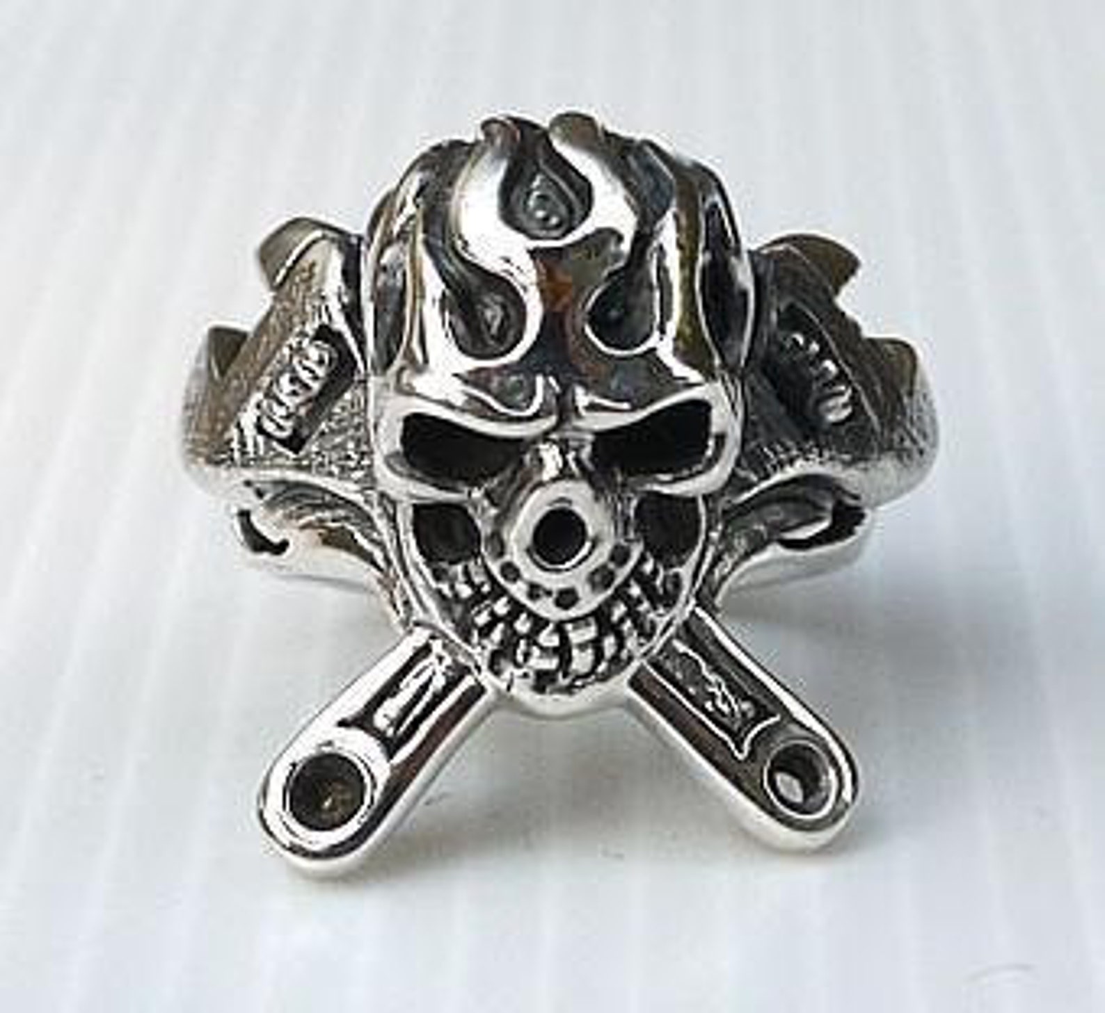Gothic Rings Mechanic Wrench Ring Skull Crossbones Ring | Etsy