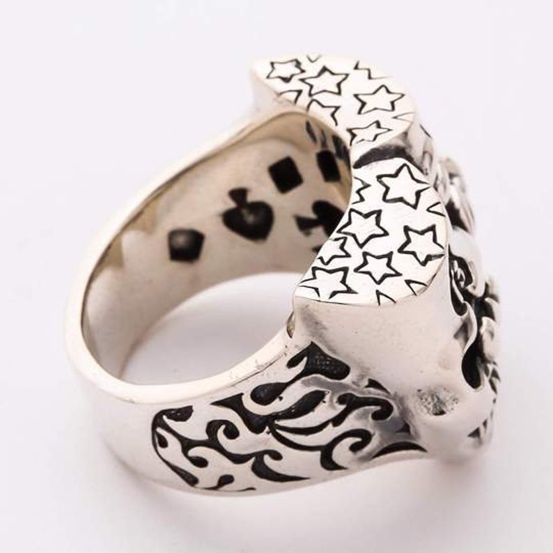 Joker Ring Clown Ring Sterling Silver Skull Ring Gothic - Etsy