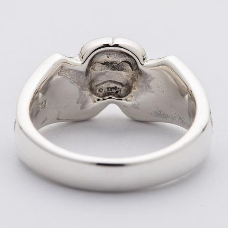 Diamond Skull Engagement Band Ring Sterling Silver Gothic | Etsy
