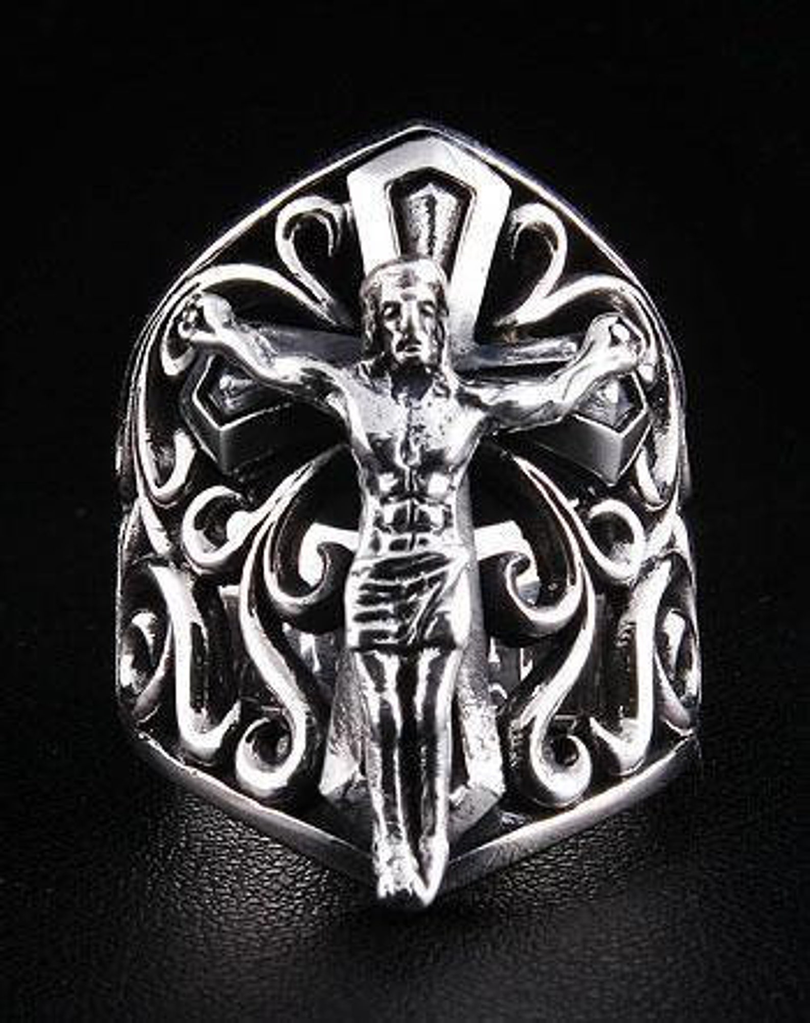 Silver Jesus Ring Cross Ring Crucifix Ring Cross Men's - Etsy