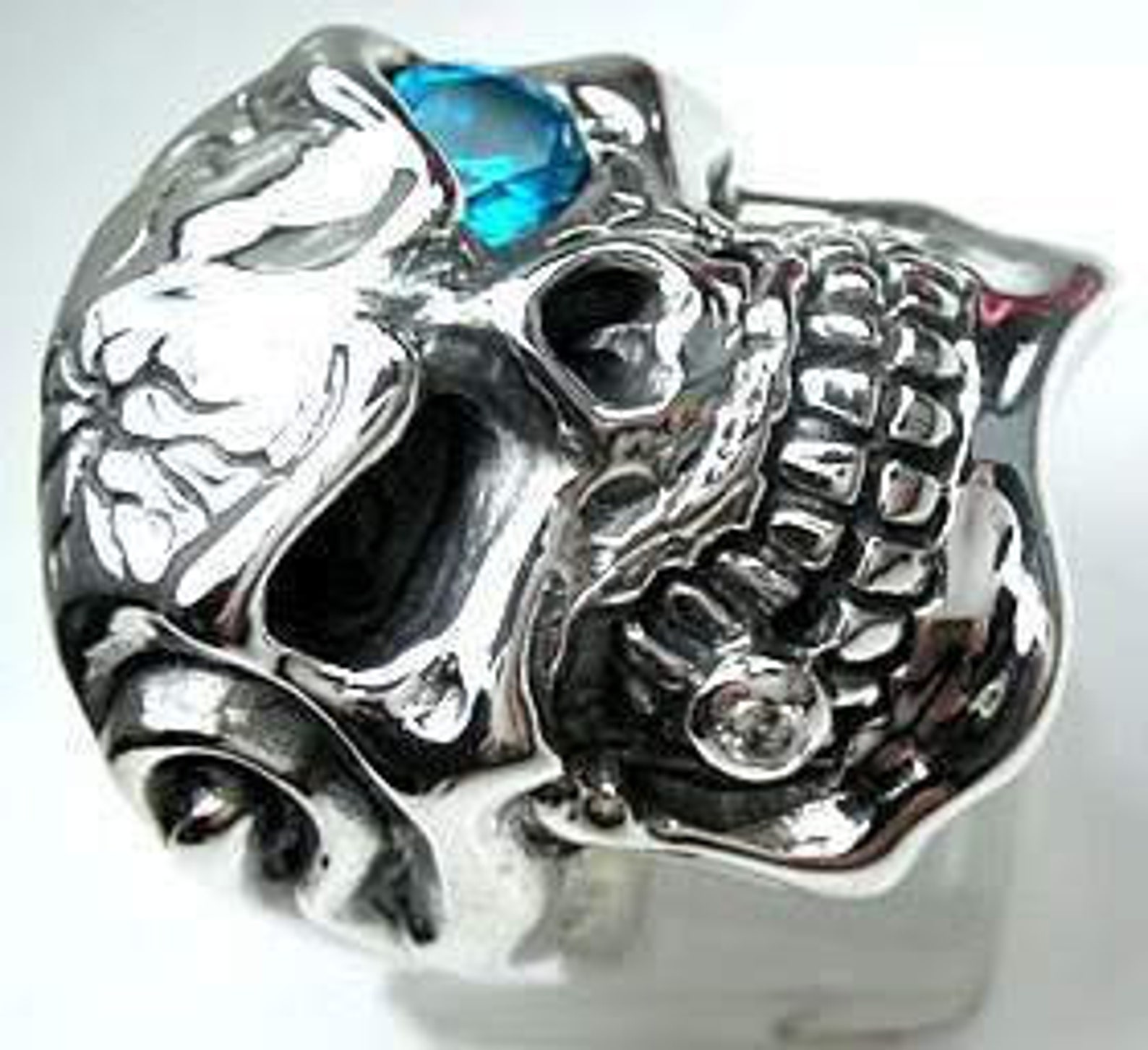 Blue Eye Skull Ring Sterling Silver Blue Topaz Men's - Etsy