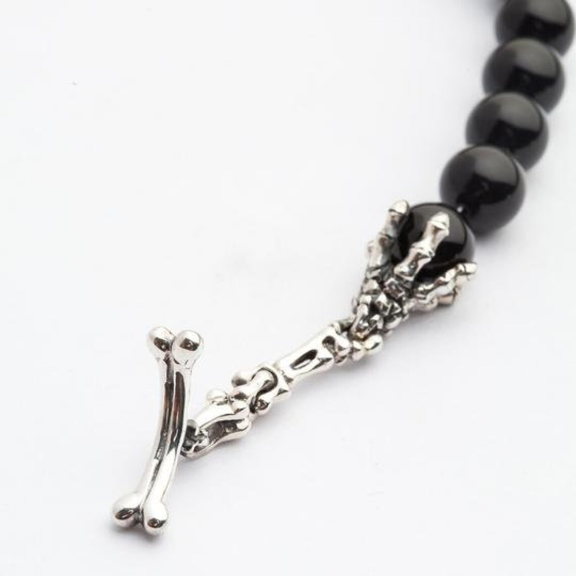 Silver Skull Bracelet Skull Chain Skeleton Bracelet Black | Etsy