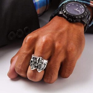 Joker Ring, Clown Ring, Sterling Silver Skull Ring, Gothic Ring, Number ...