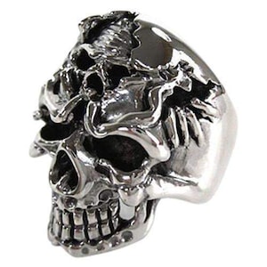 Devil Skull Ring, Sterling 925 Silver Skull Ring, Men's Silver Ring by ...