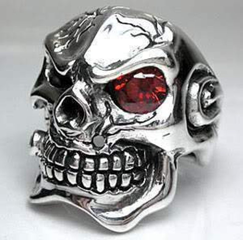 Red Eyes Skull Ring 925 Sterling Silver Gothic Ring by - Etsy