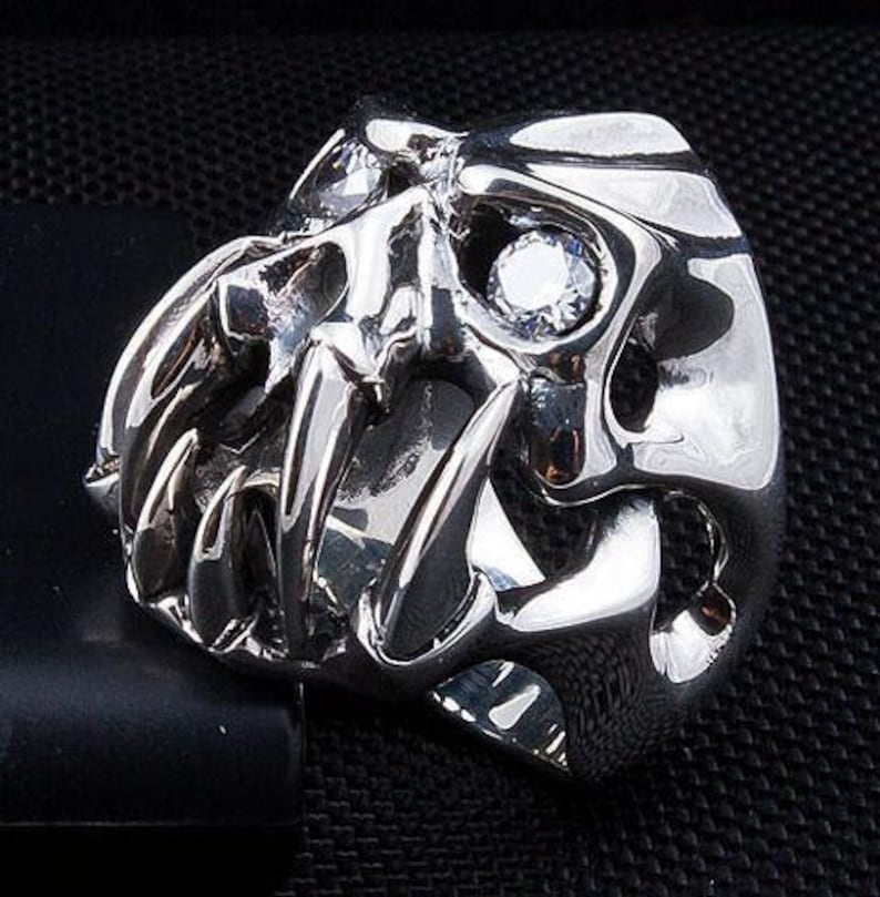 Silver Devil Ring Fang Ring Gothic Ring Men's Ring | Etsy