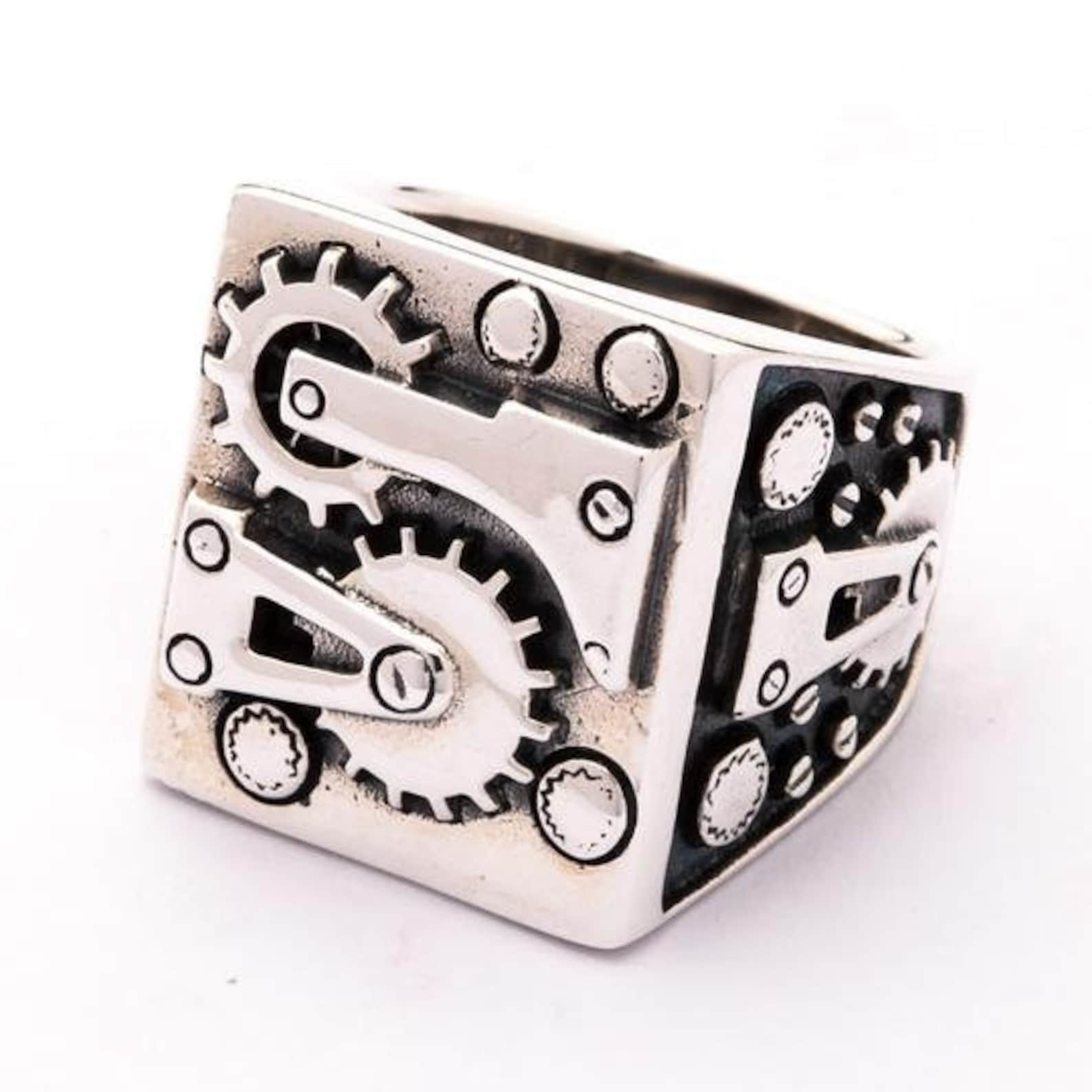 Mechanical Ring Biker Rings Sterling Silver Harley Ring | Etsy