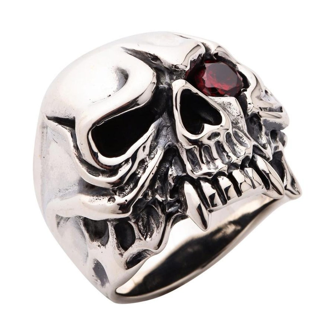 Sterling Silver Skull Vampire Ring - Etsy