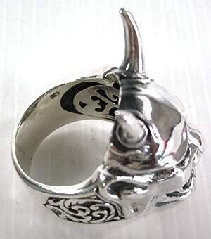 Oni Mask Ring Japanese Demon Ring Demon Mask Sterling | Etsy