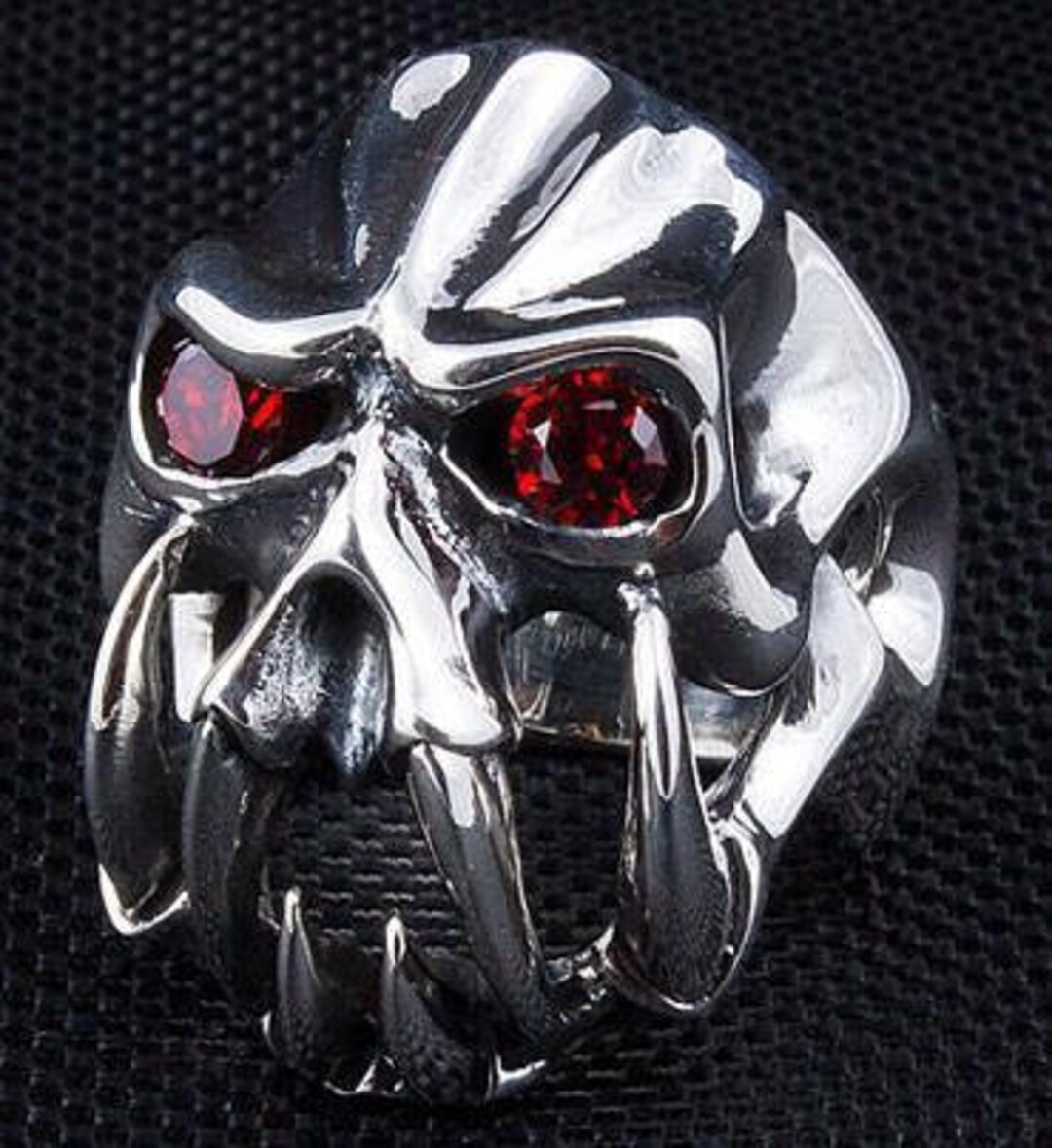 Red Eyes Devil Ring, Fang Ring, Gothic Ring, Men's Ring, Skull Ring by ...