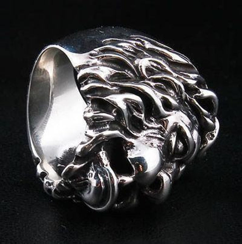 Silver Men's Ring Silver Animal Ring Lion Head Ring 925 | Etsy
