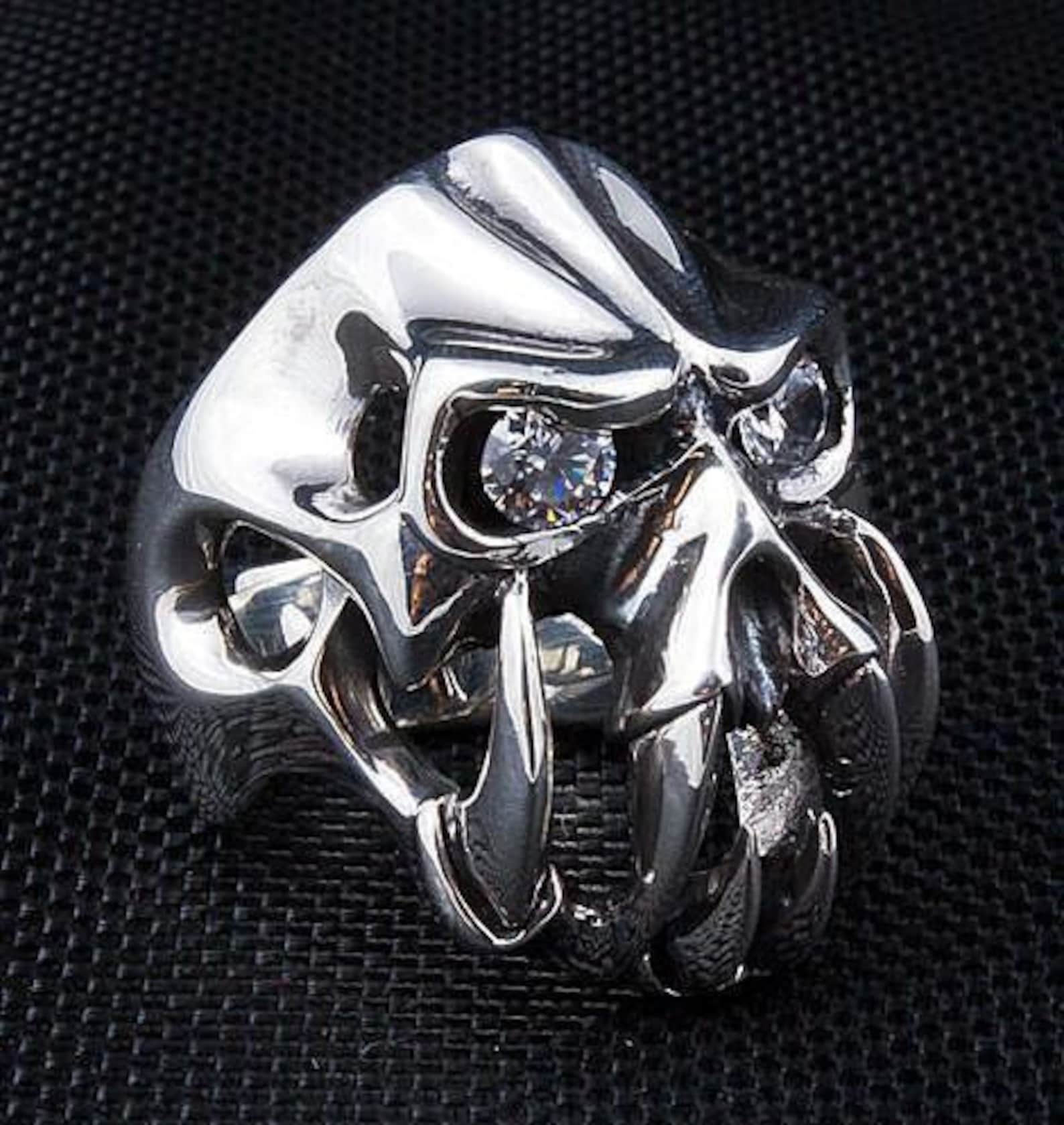 Silver Devil Ring Fang Ring Gothic Ring Men's Ring | Etsy