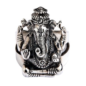 Ganesh Ring, Sterling Silver Ganesha Ring, Hindu Ring, Amulet Ring ...