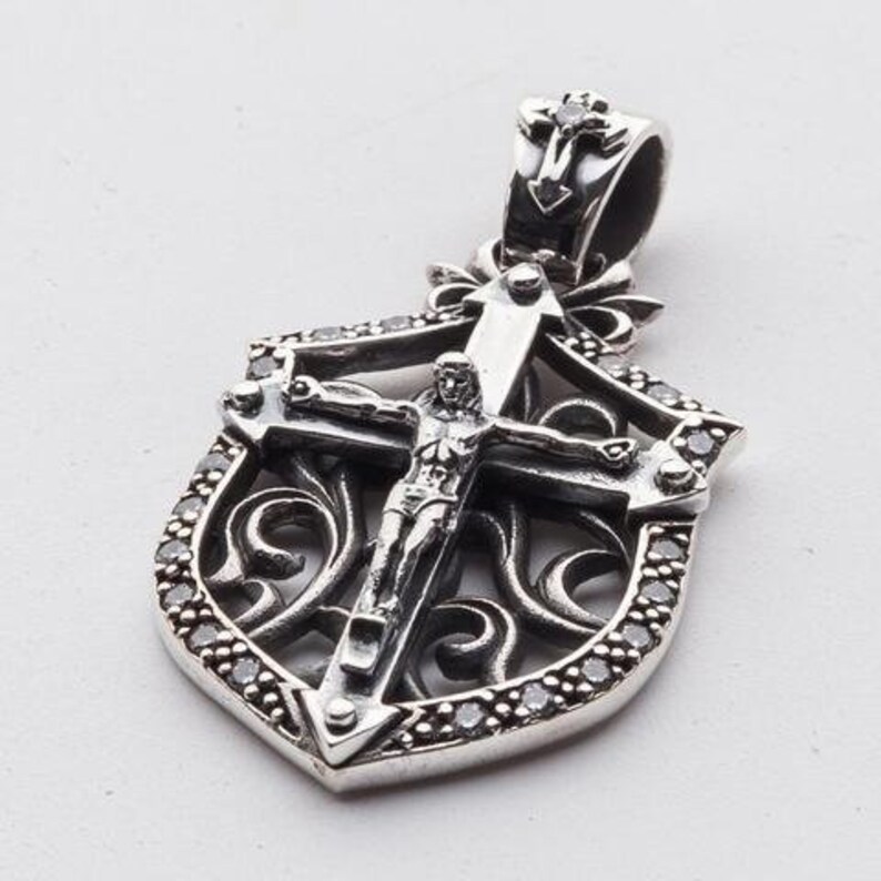 Rocker Jesus Pendant Silver Men's Pendant Crucifix Cross - Etsy