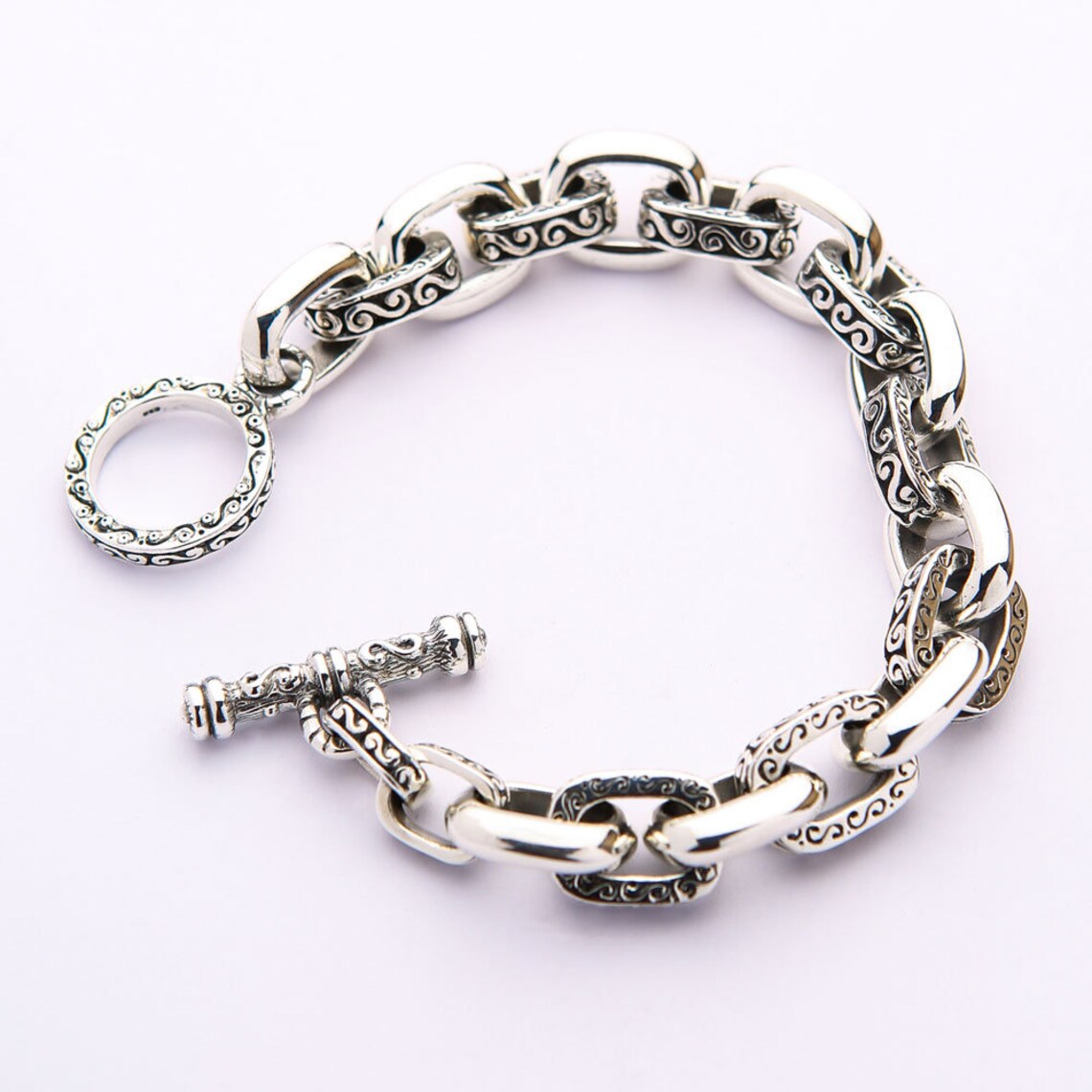 Sterling Silver Tribe Chain Bracelet Tribal Silver Bracelet | Etsy