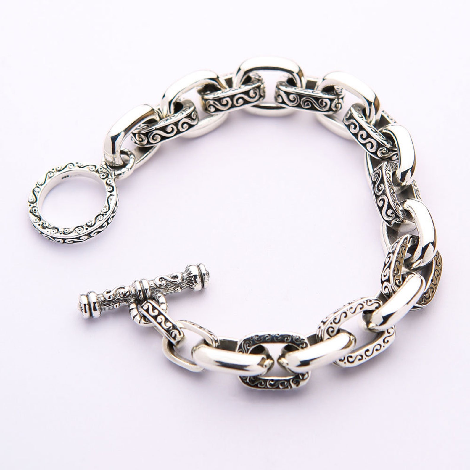 Sterling Silver Tribe Chain Bracelet Tribal Silver Bracelet | Etsy