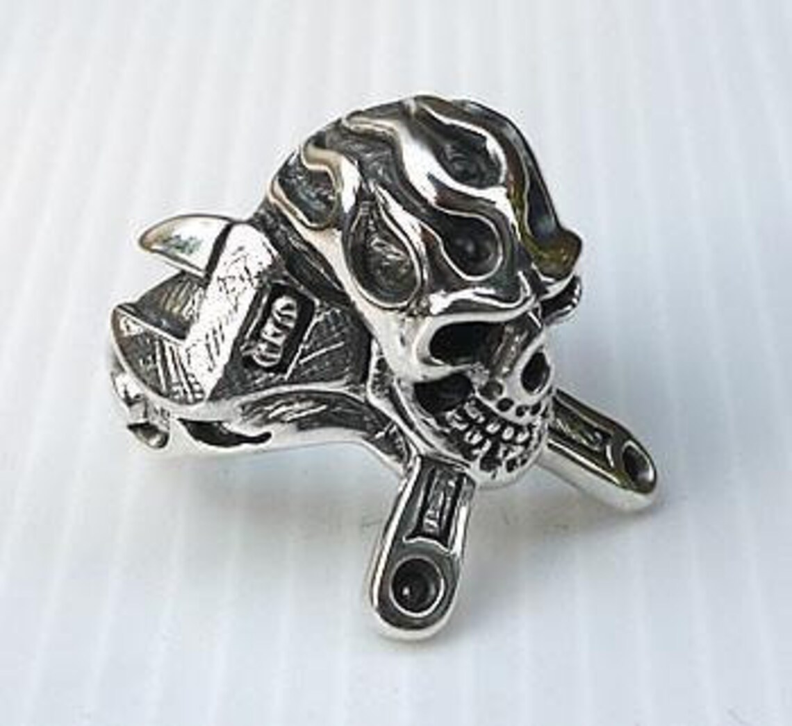 Gothic Rings Mechanic Wrench Ring Skull Crossbones Ring | Etsy