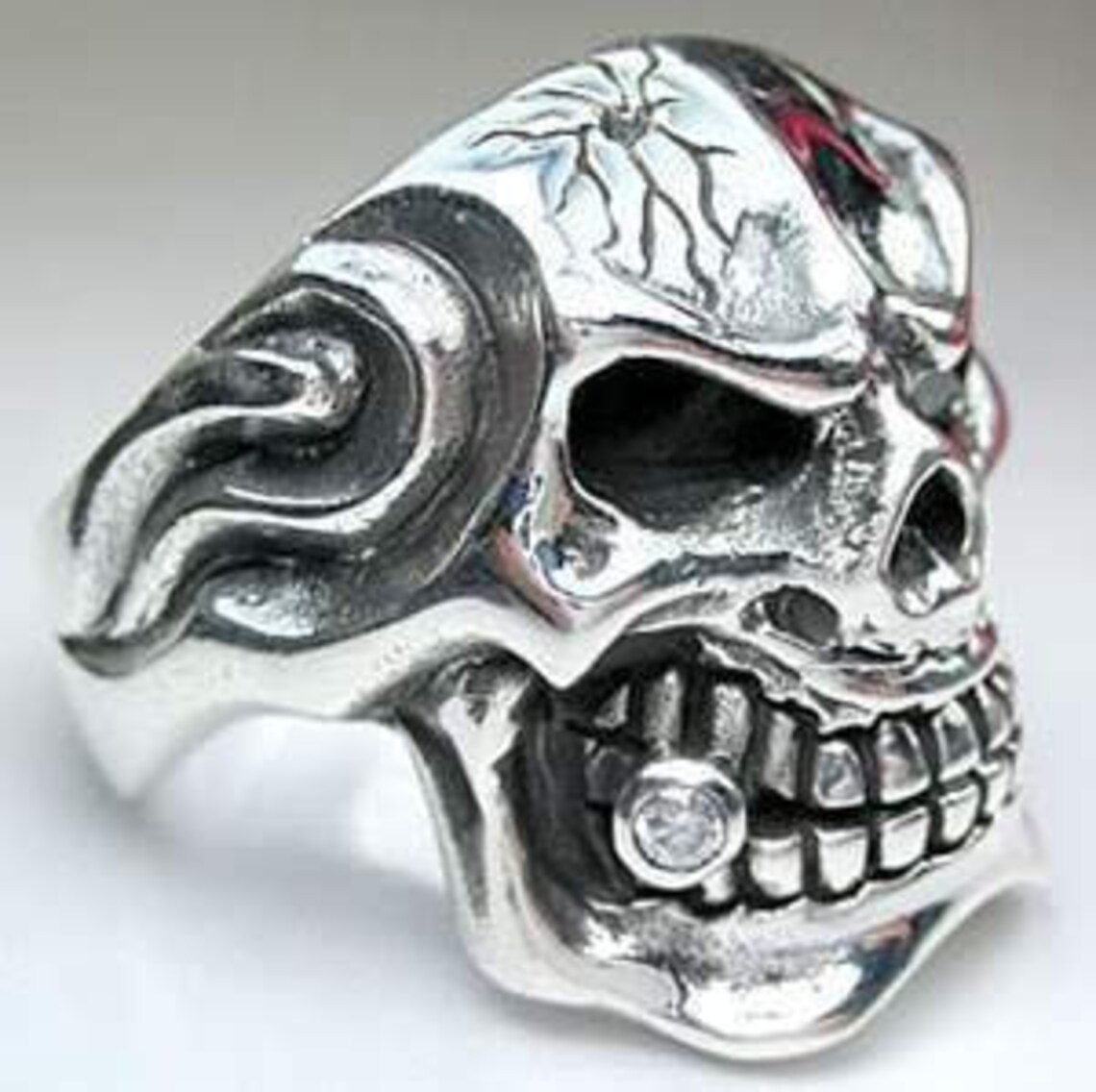 Blue Eye Skull Ring Sterling Silver Blue Topaz Men's - Etsy