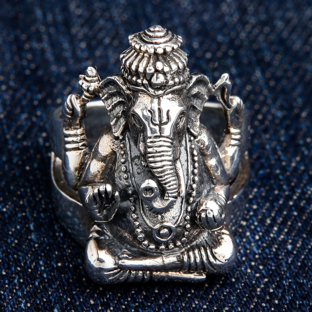 Ganesh Ring, Sterling Silver Ganesha Ring, Hindu Ring, Amulet Ring ...