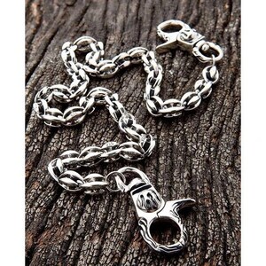Silver Wallet Chain, Tribal Biker Flame Wallet Chain, Sterling Silver ...