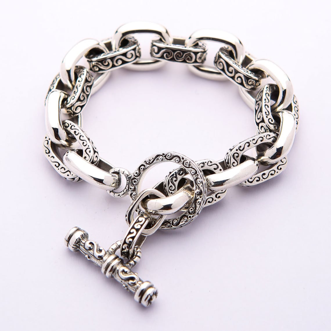 Sterling Silver Tribe Chain Bracelet Tribal Silver Bracelet | Etsy