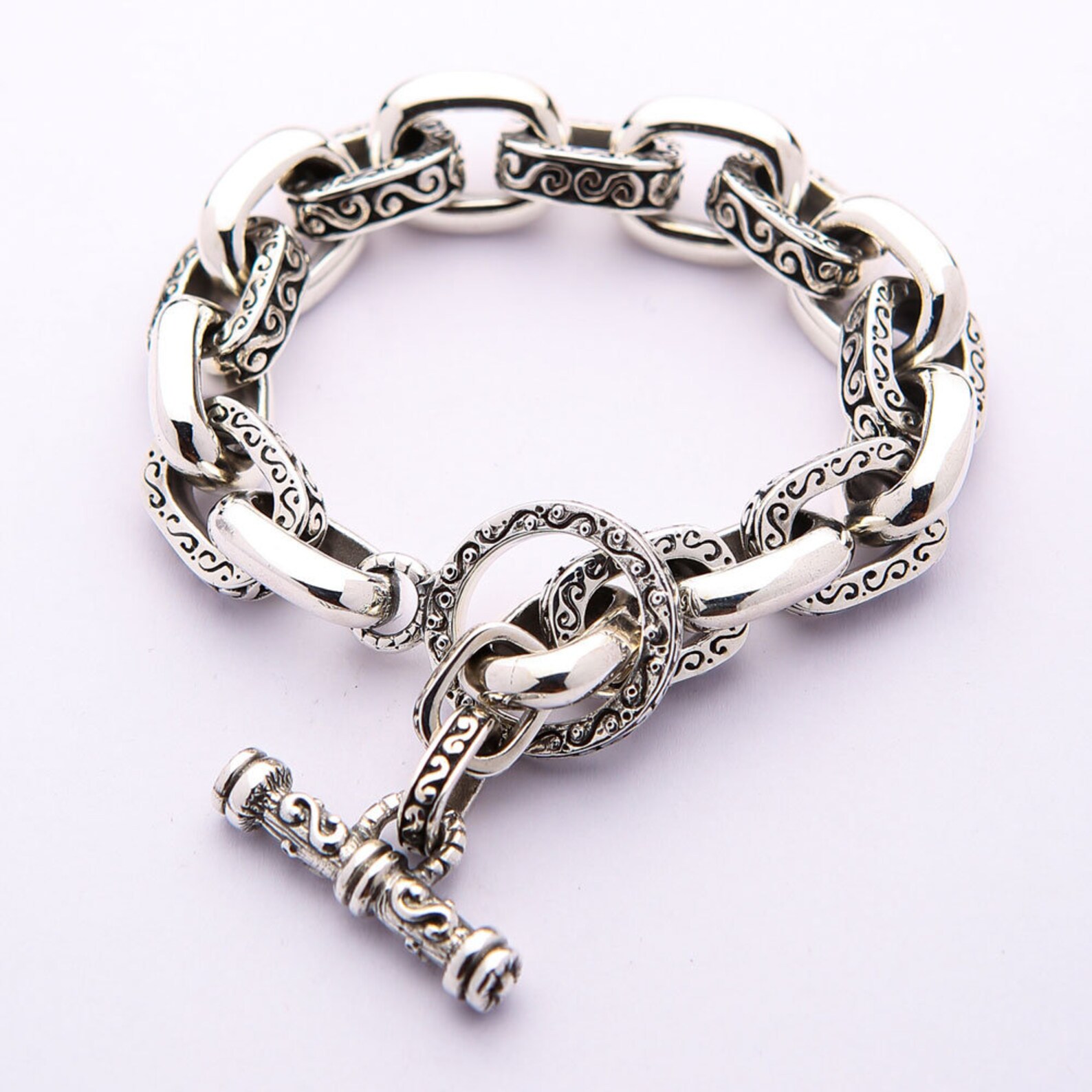 Sterling Silver Tribe Chain Bracelet Tribal Silver Bracelet | Etsy