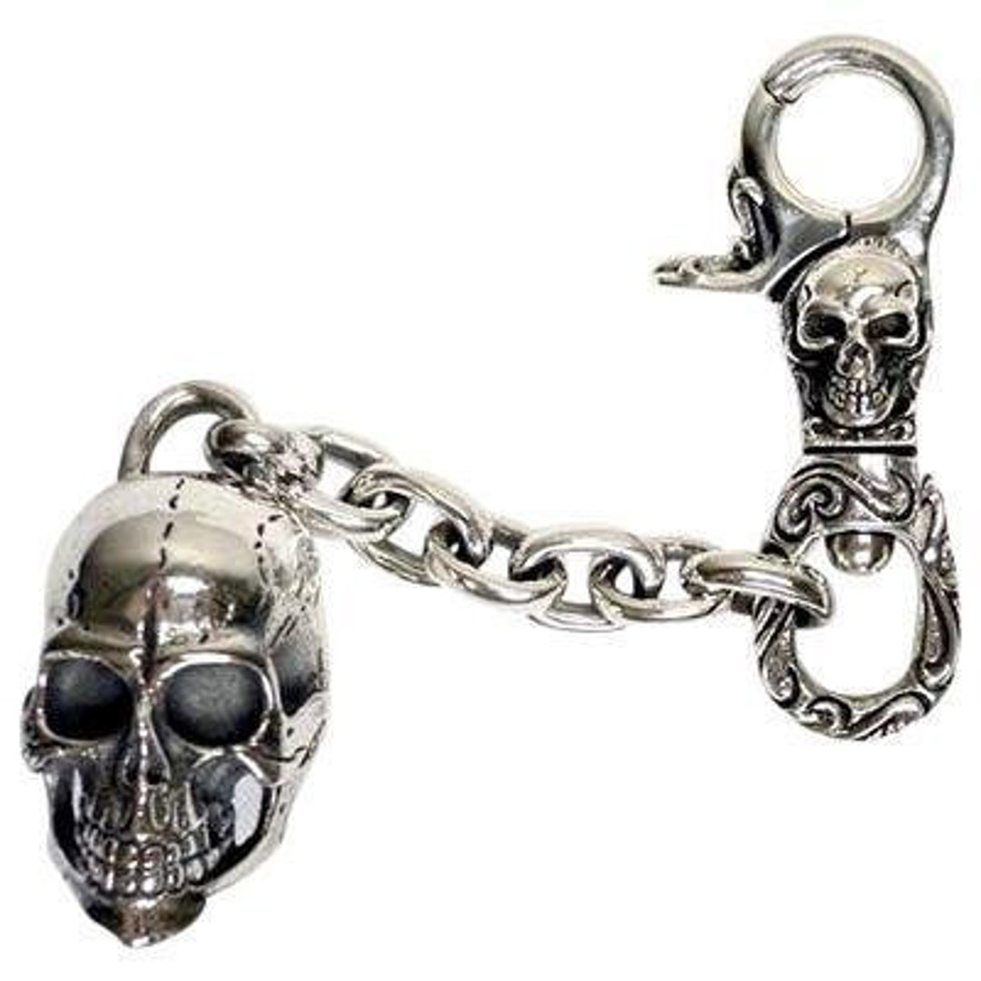 Heavy Skull Sterling Silver Key Chain Biker Jewelry - Etsy