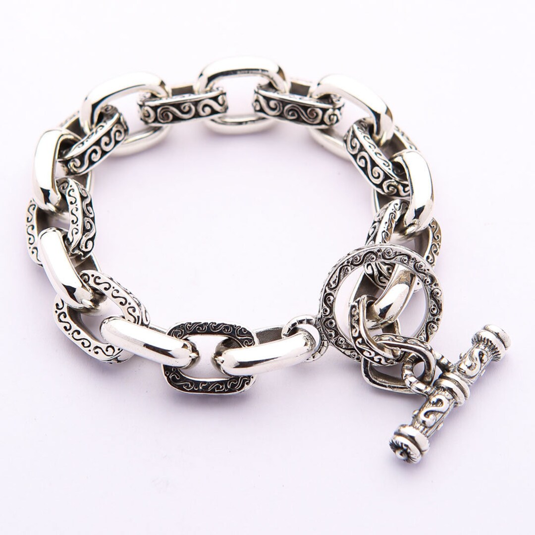 Sterling Silver Tribe Chain Bracelet, Tribal Silver Bracelet by ...