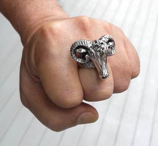 Ram head ring ram ring animal ring silver bone ring | Etsy