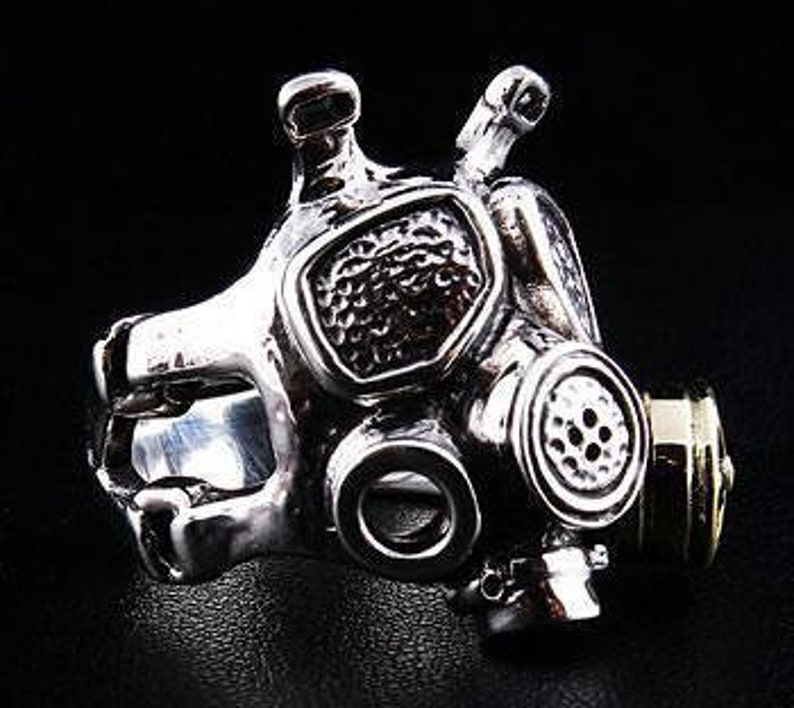 Gas Mask Ring Soldier Ring Army Ring Silver Military Ring | Etsy