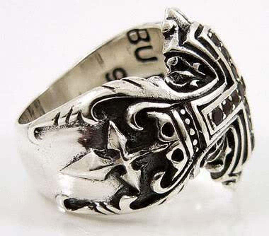 Gothic Rings Medieval Ring Cross Ring Men's Garnet - Etsy