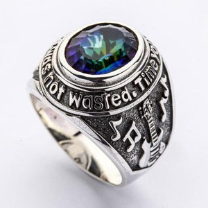Union Jack Flag Ring, Sterling Silver Mystic Quartz Men's Ring, UK ...
