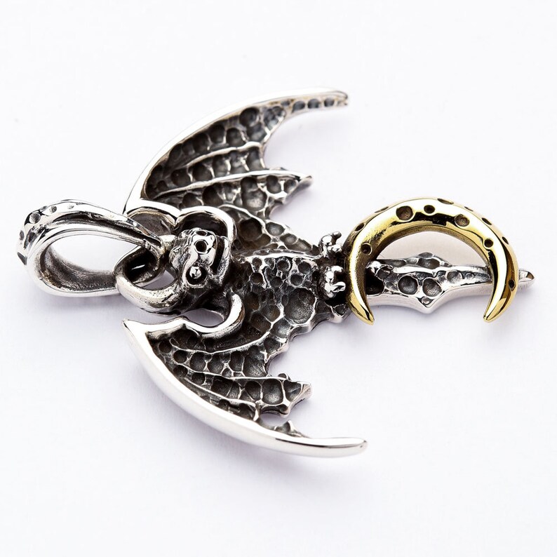 Bat Pendant Sterling Silver Vampire Bat Gothic Pendant - Etsy