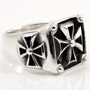 Iron Cross Ring, Maltese Cross Ring, Sterling Silver Men's Ring, Biker ...