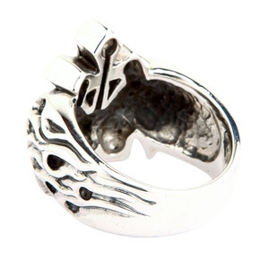 Sterling Silver Flame Ring, Skull Ring, Cross Ring, Flame Tattoo Design ...