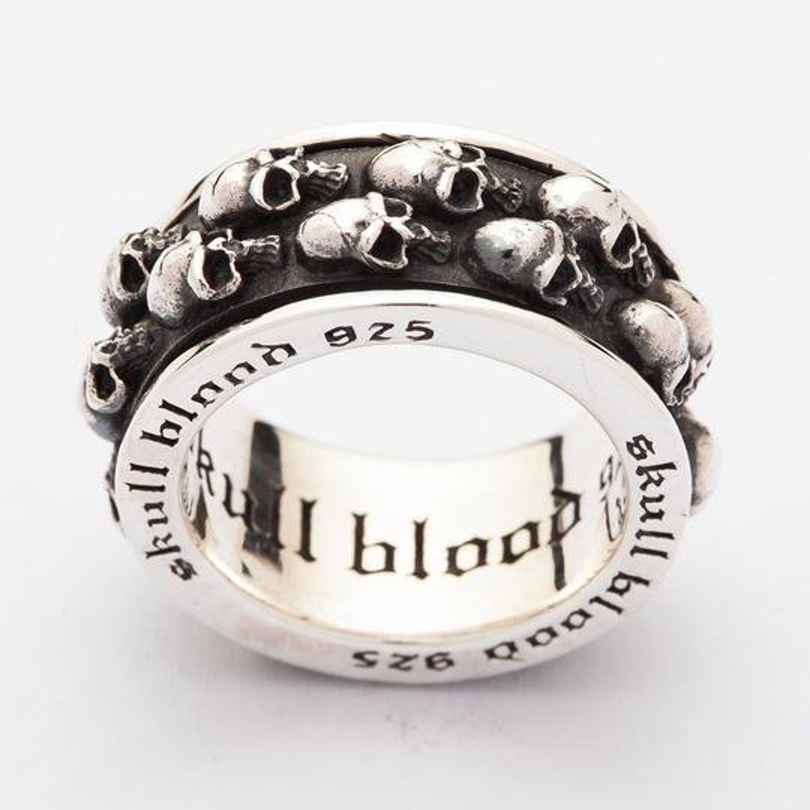 Skull Ring Sterling Silver Spinner Ring Gothic Ring Spin - Etsy