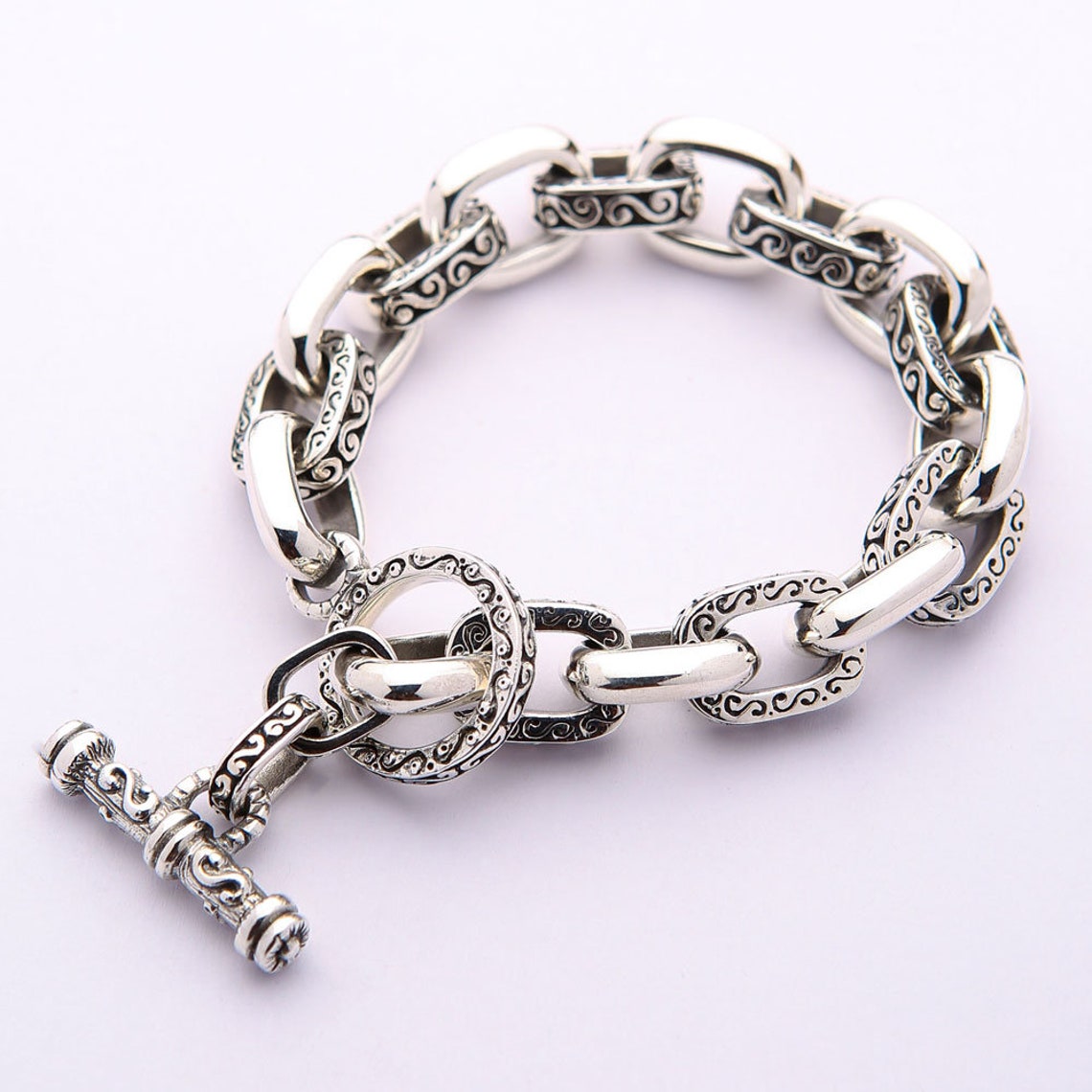 Sterling Silver Tribe Chain Bracelet Tribal Silver Bracelet - Etsy