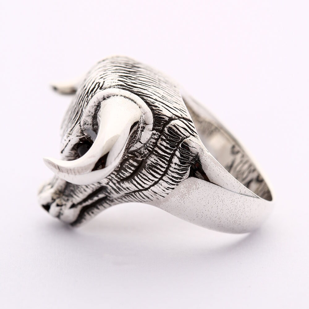 Taurus Ring Bull Ring Bull Head Animal Ring Sterling | Etsy