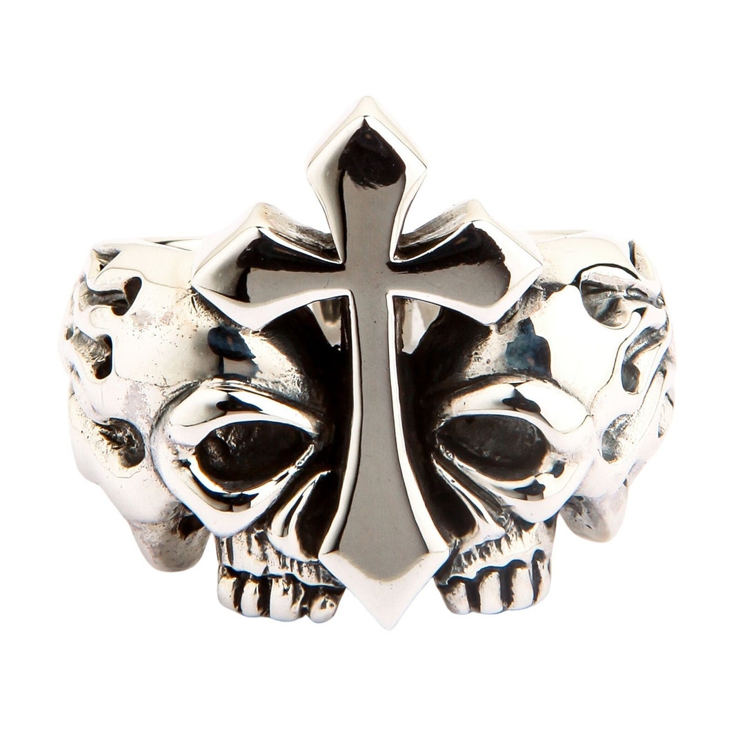Sterling Silver Flame Ring, Skull Ring, Cross Ring, Flame Tattoo Design ...